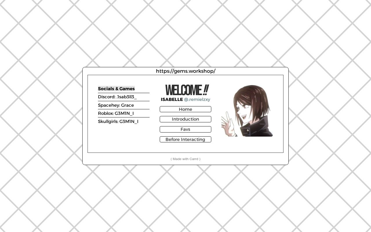 𓂃 . 𐑞 Gems's Carrd